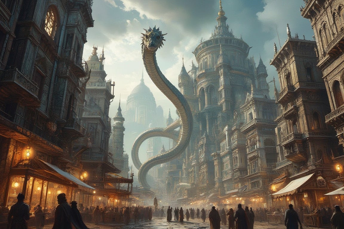 Mystical towering snake in anc | image created by miramura101 | Tensor.Art
