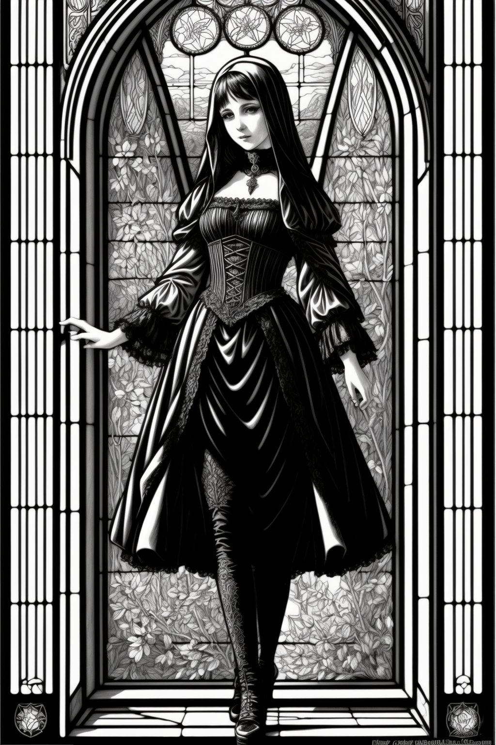 the young girl color pages col | image created by Lunaseas | Tensor.Art