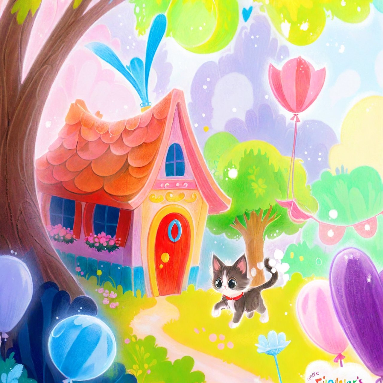 Cat for kids | image created by SkyEco_Design | Tensor.Art