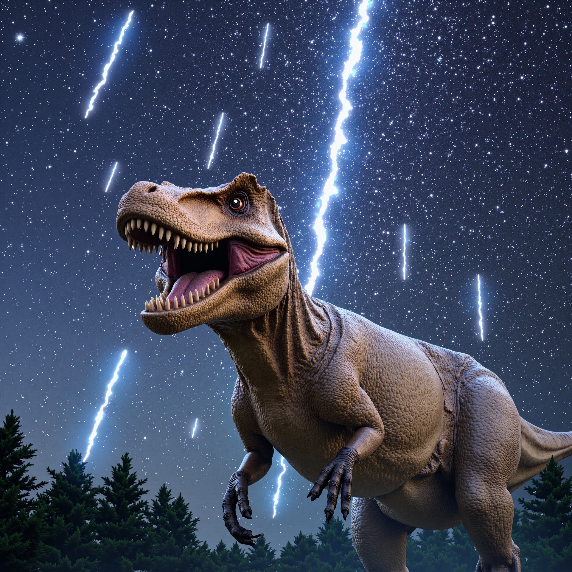 T-rex and falling sky | image created by luqmanz | Tensor.Art
