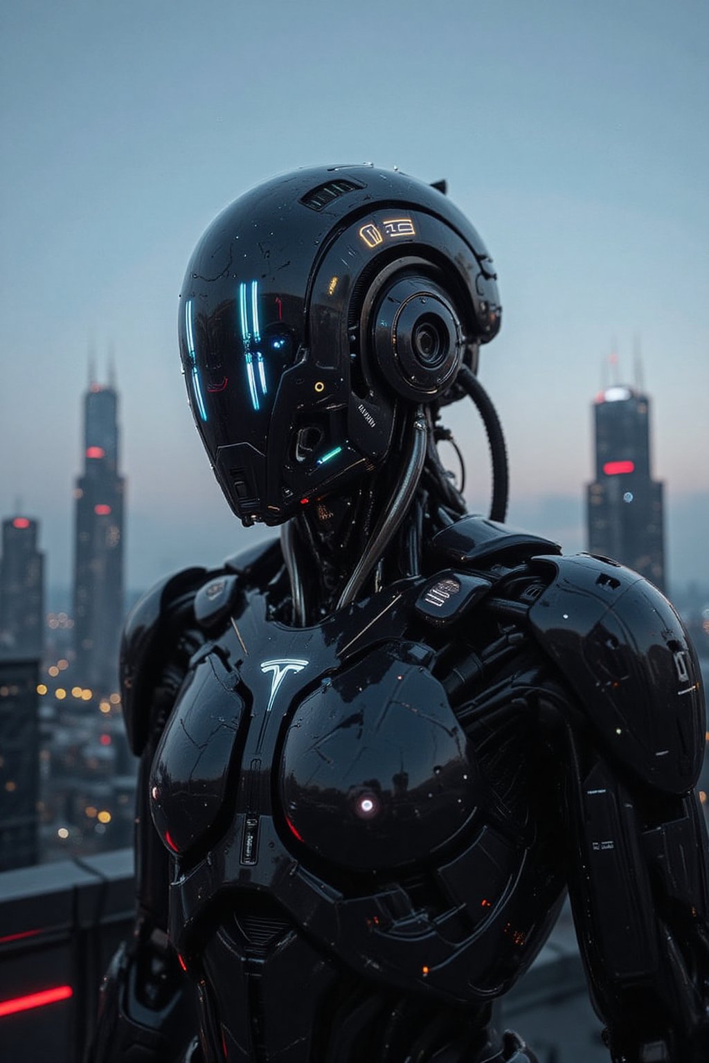 A futuristic Tesla robot with | image created by FuturEvoLab | Tensor.Art