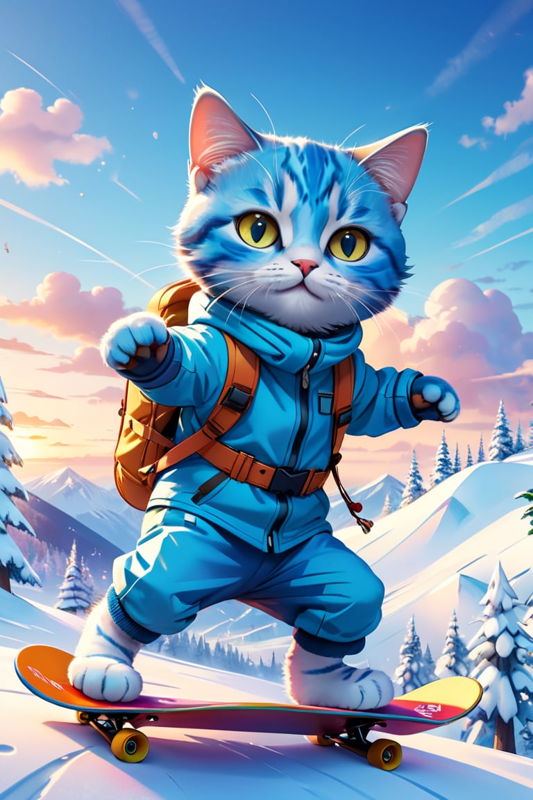 Cat and Snowboarding? | image created by Cowart | Tensor.Art