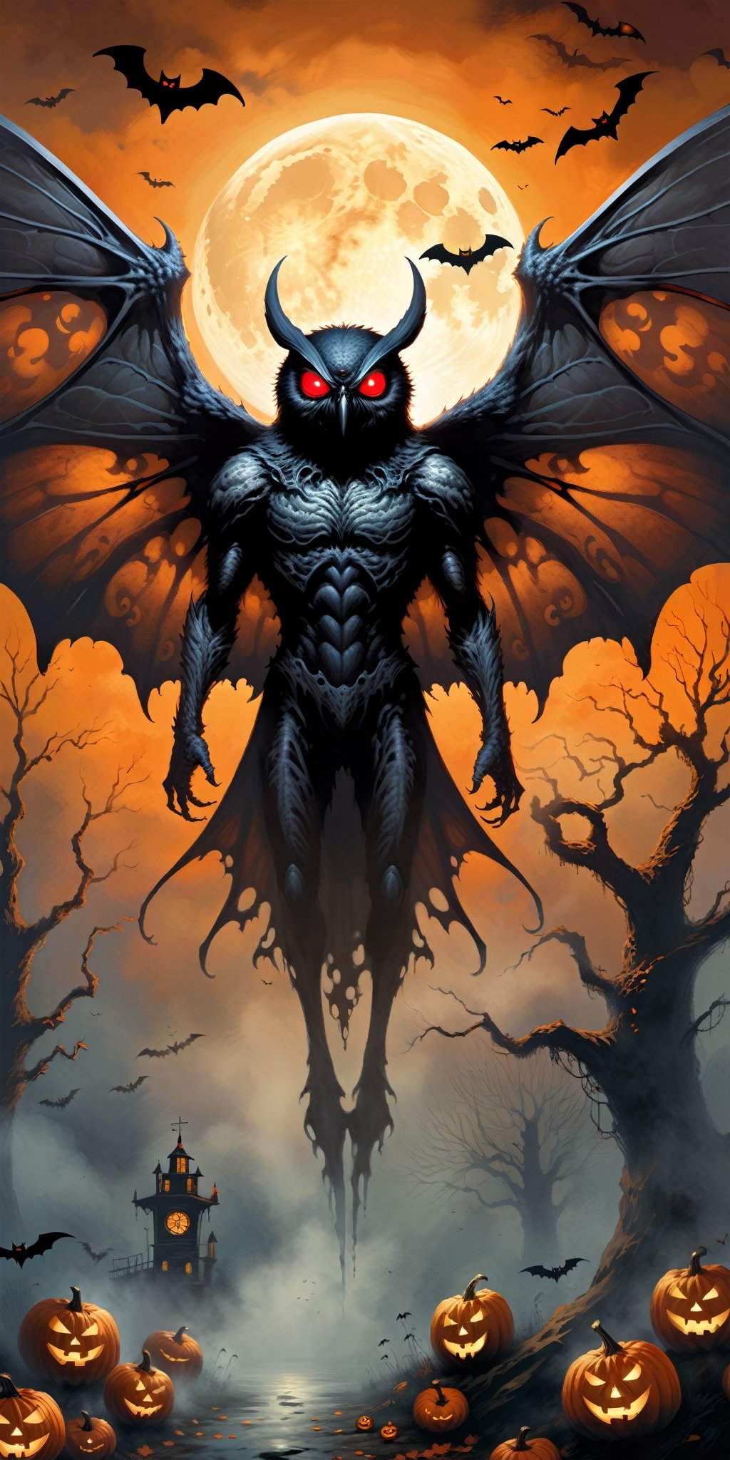 #halloween style Mothman | image created by Agone | Tensor.Art
