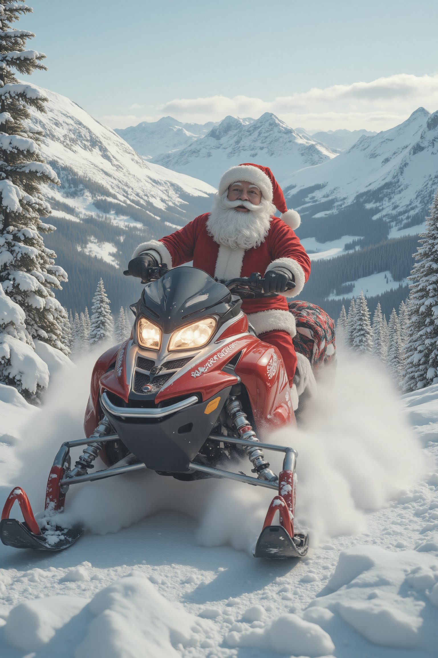 "Santa Claus on a large snowmo | image created by Wiechutoja | Tensor.Art