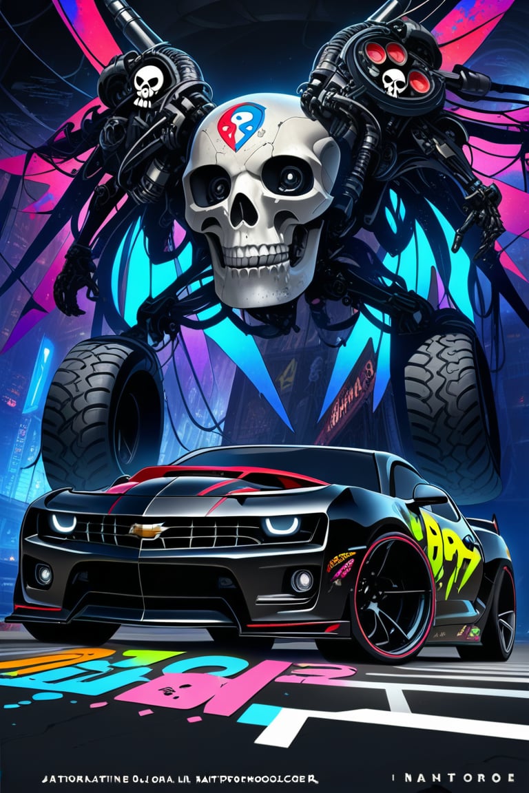 black car chevrolet camaro, ol | image created by Speedy | Tensor.Art