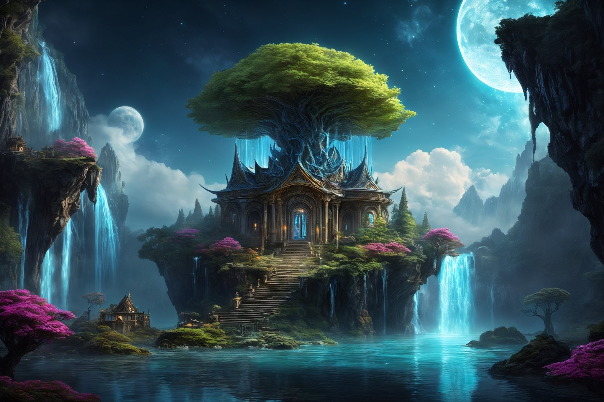 elven_realm,temple of moon , ( | image created by Ollmer | Tensor.Art