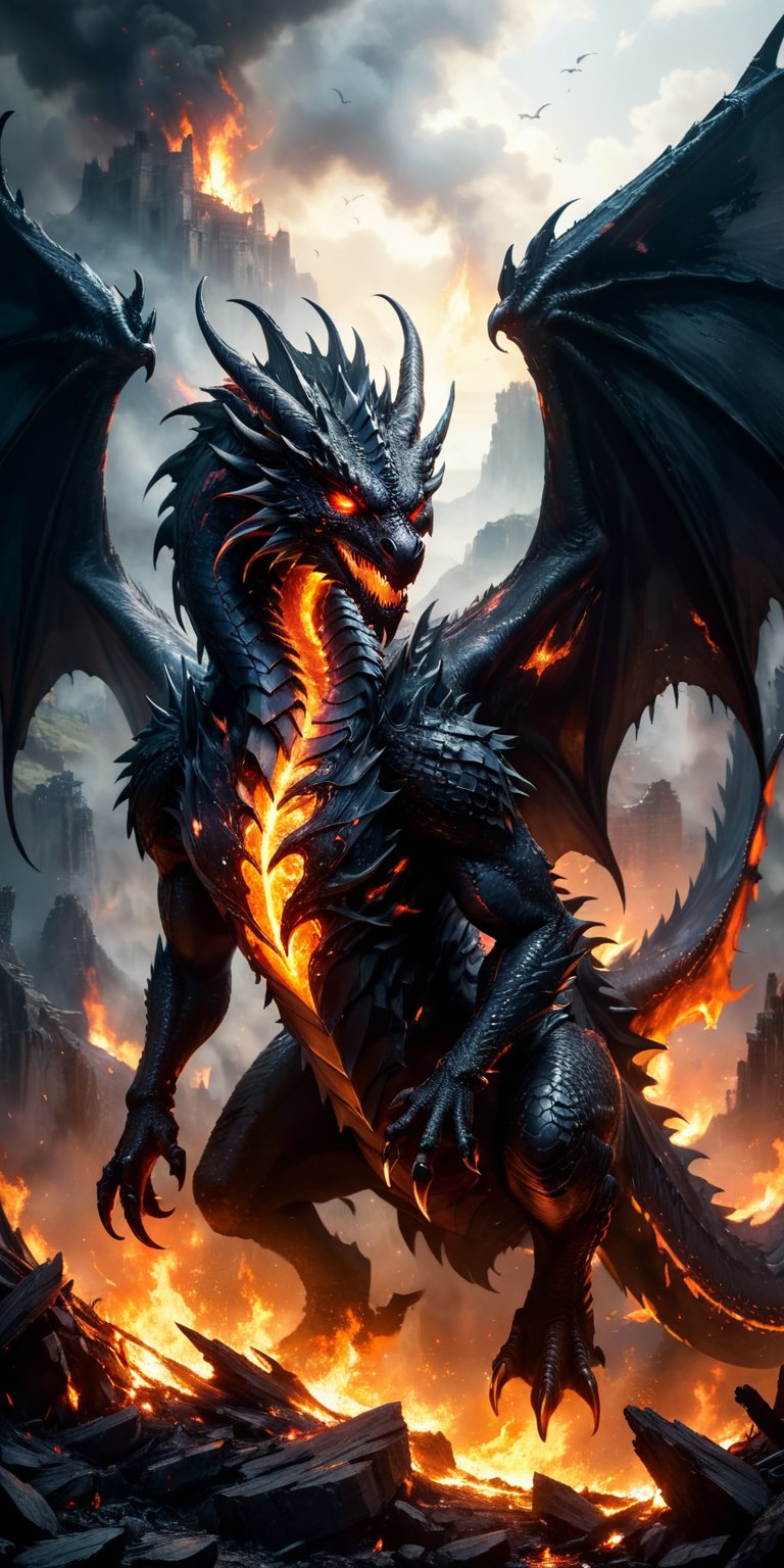 A colossal obsidian dragon wit | image created by Caption Master ...