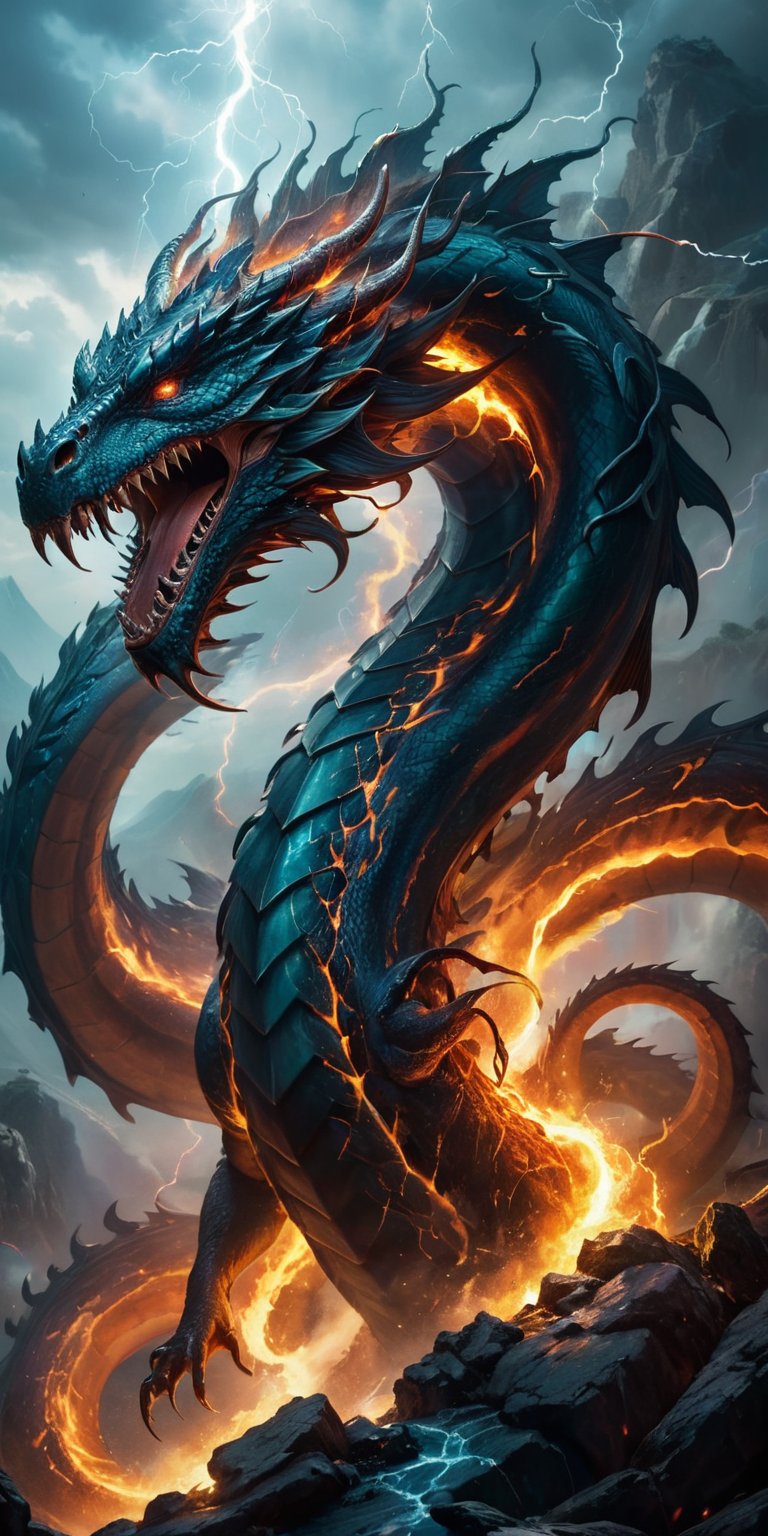 A colossal hydra dragon with f | image created by Caption Master ...