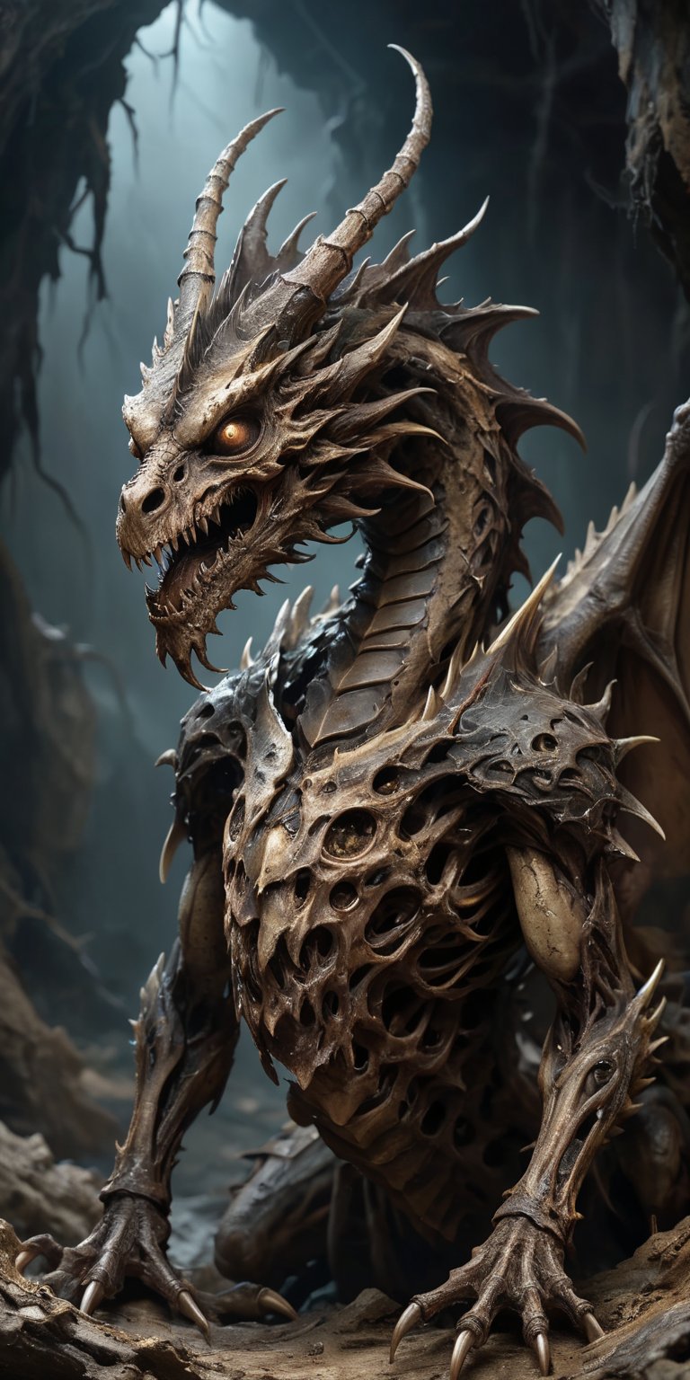 A grotesque dragon with twiste | image created by Caption Master ...