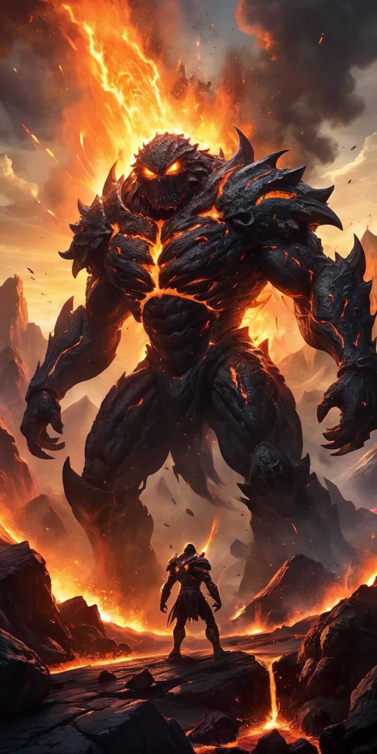 A volcanic battlefield erupts | image created by Caption Master ...