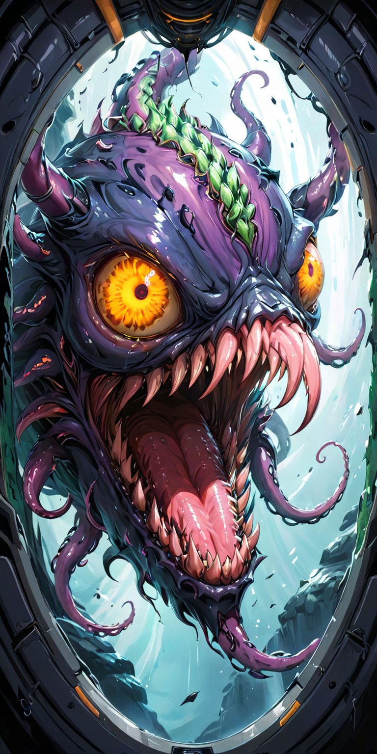A horrifying alien creature wi | image created by Caption Master ...