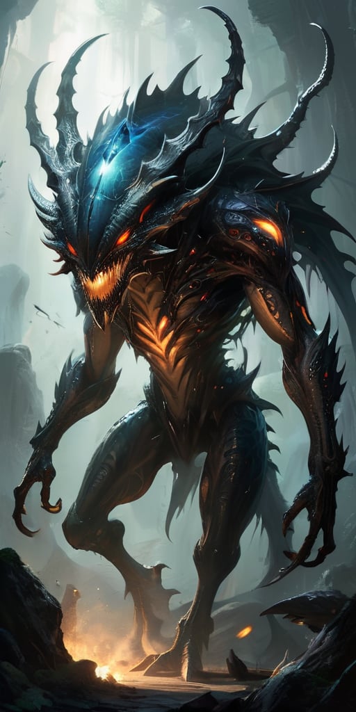 Emerging from a shadowy rift i | image created by Caption Master ...