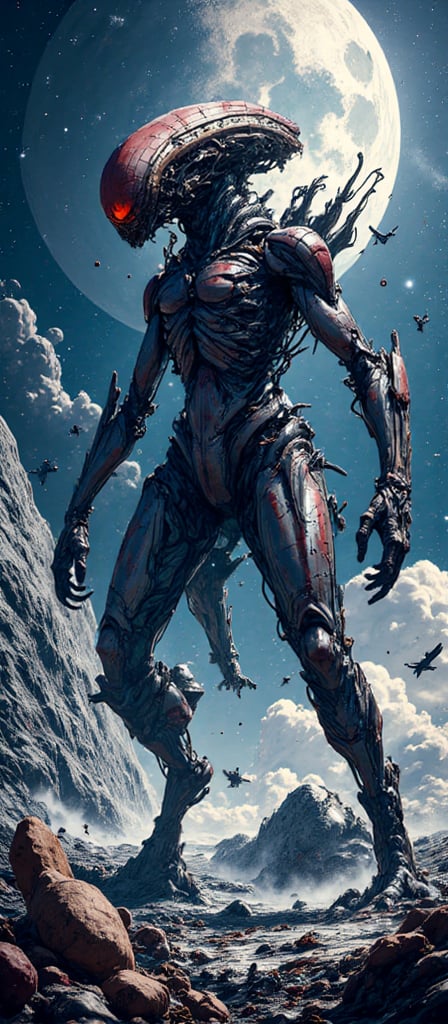 A towering alien monster, with | image created by Caption Master ...