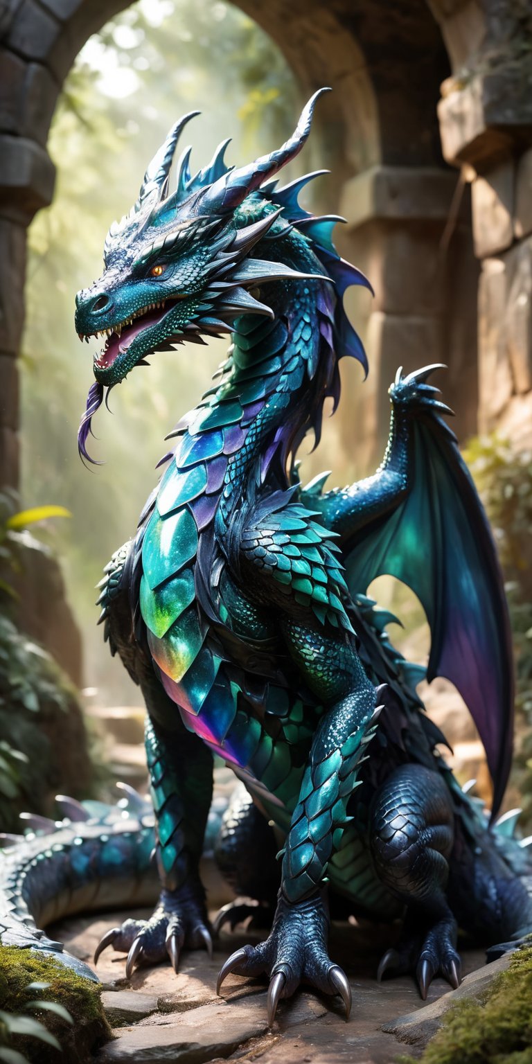 A serpentine dragon with iride | image created by Caption Master ...
