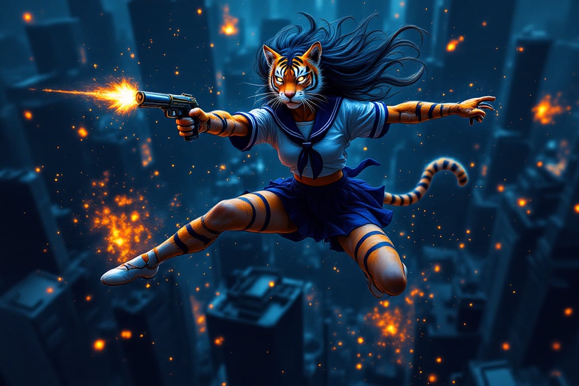 Action tigress | image created by waiwy | Tensor.Art