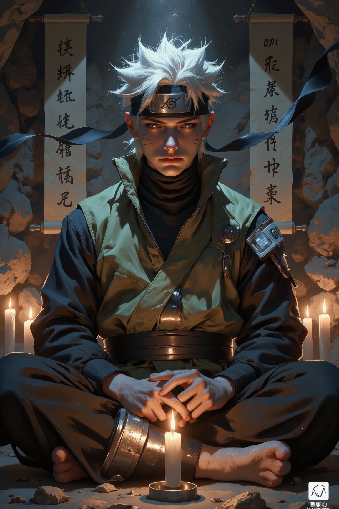 Naruto sitting cross-legged in | image created by Official SketchZa ...