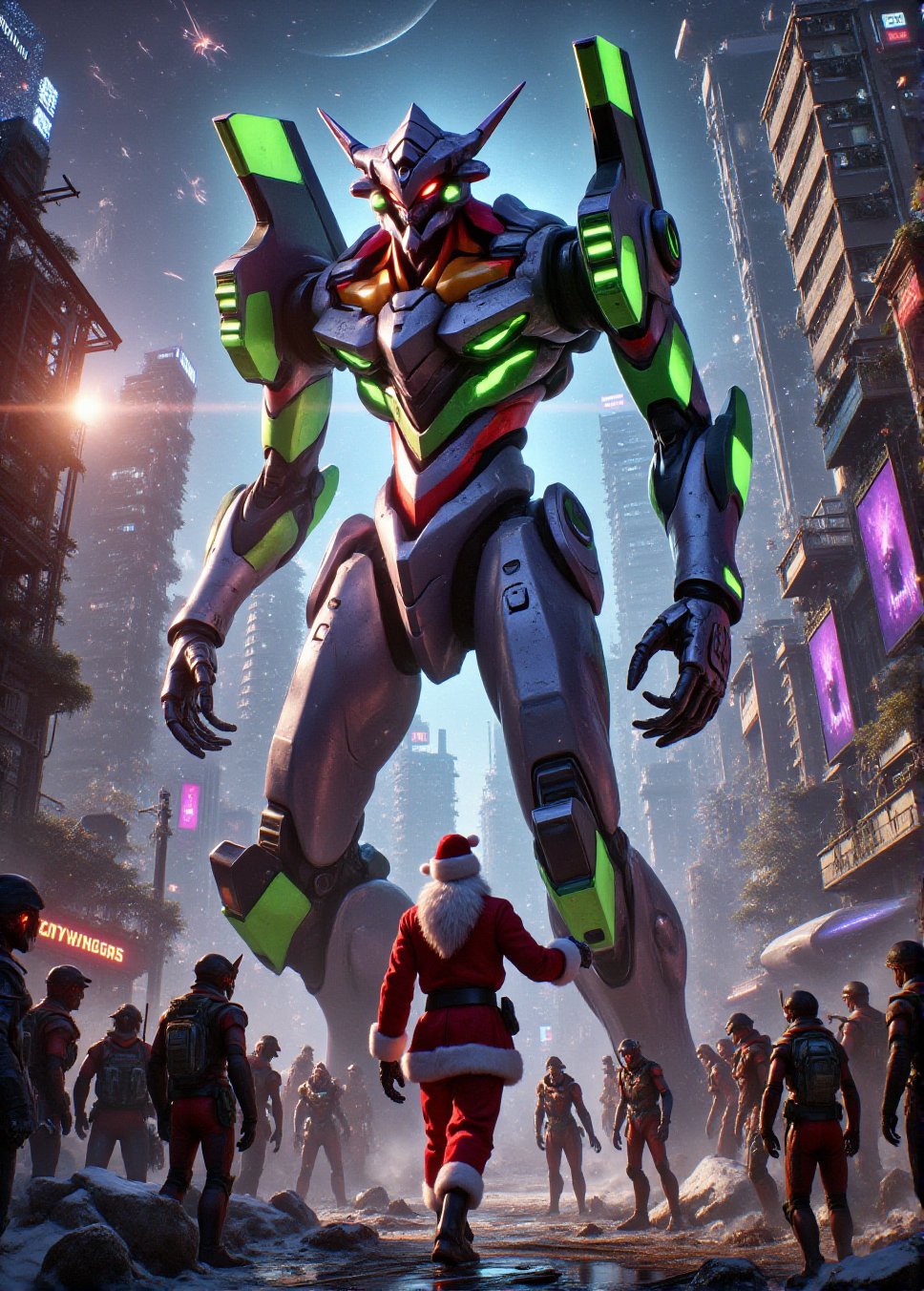 santa and his bodyguard EVA.un | image created by Azwar Black Mask ...