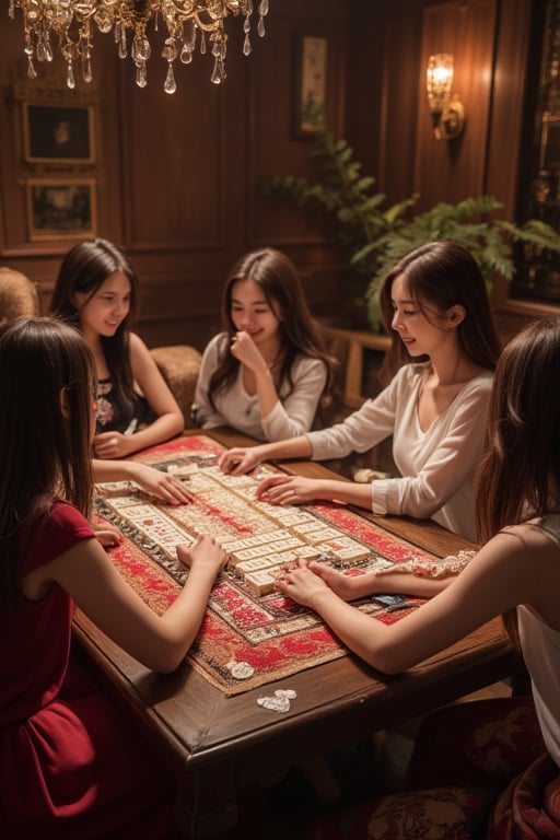 Girls playing mahjong | image created by user_617258676985691651 ...