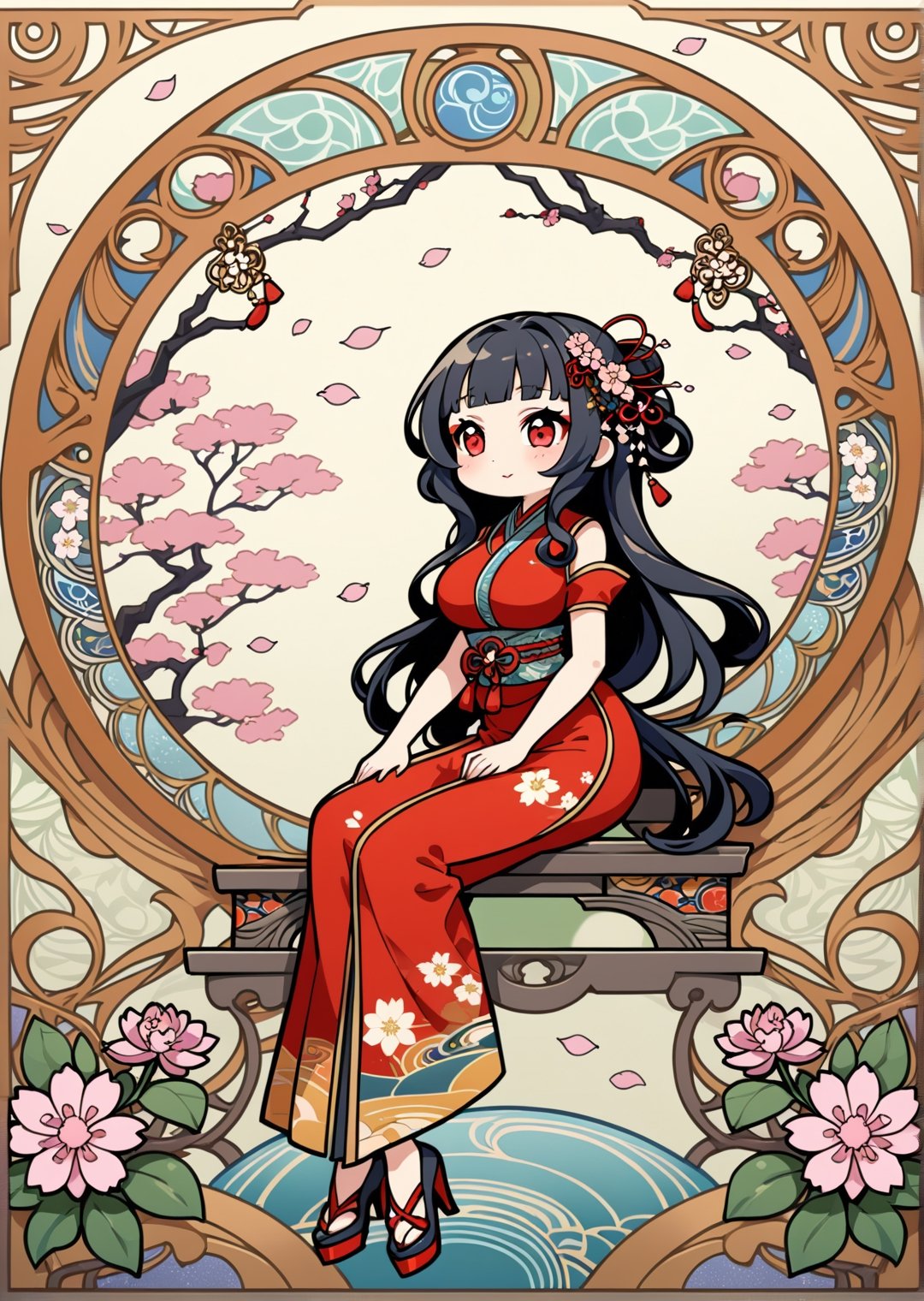 Chibi girl in Art Nouveau styl | image created by Max AI | Tensor.Art