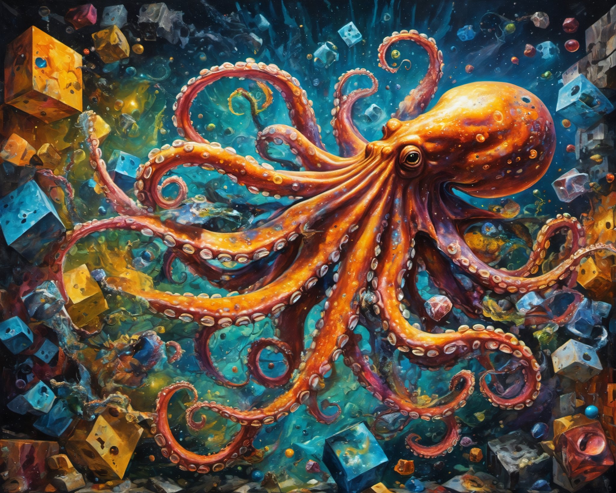an octopus, fragmented octopus | image created by La Leche | Tensor.Art