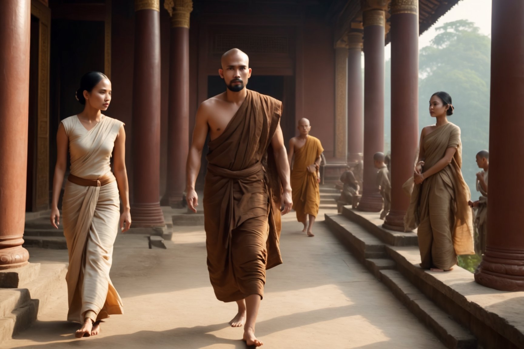 The monk walking around the te | image created by Aaron80 | Tensor.Art