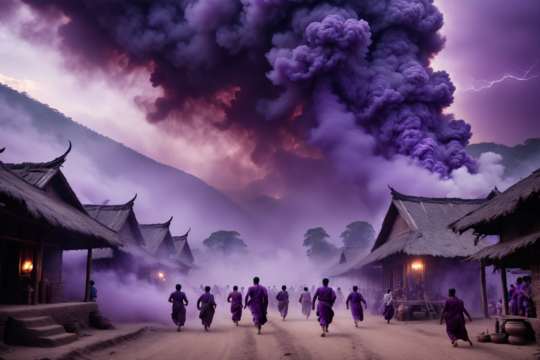 The village surrounded by purp | image created by Aaron80 | Tensor.Art