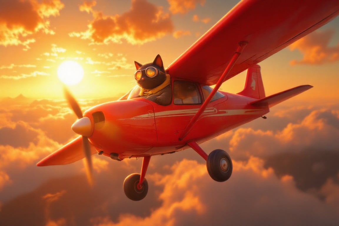 Animation. Simple red Cessna f | image created by kuroneko | Tensor.Art