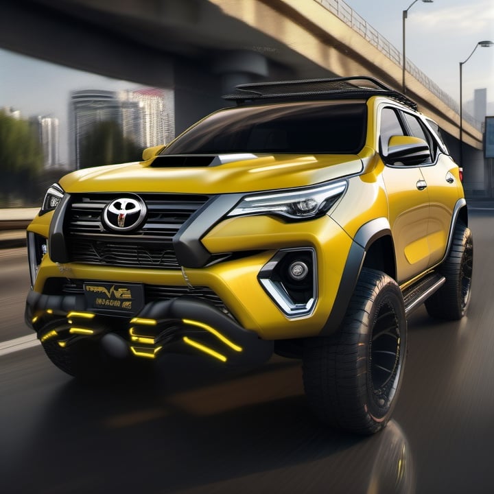 Yellow Toyota fortuner | image created by digitalcreator | Tensor.Art