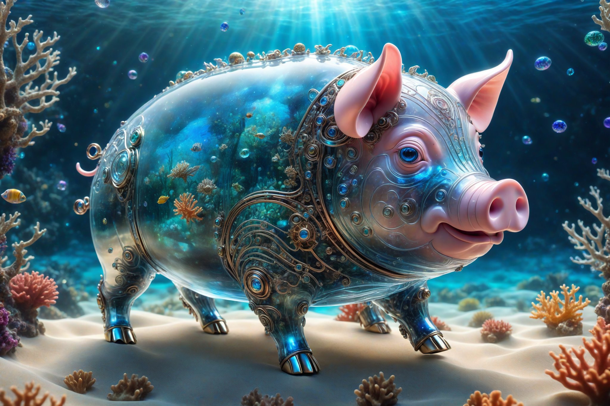 Biomechanical pig made out of | image created by ALEXERNUM | Tensor.Art
