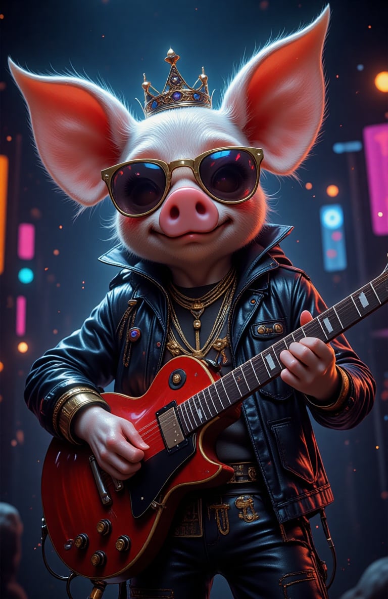 Live music, a cool pig dressed | image created by Eskaline🎧 | Tensor.Art