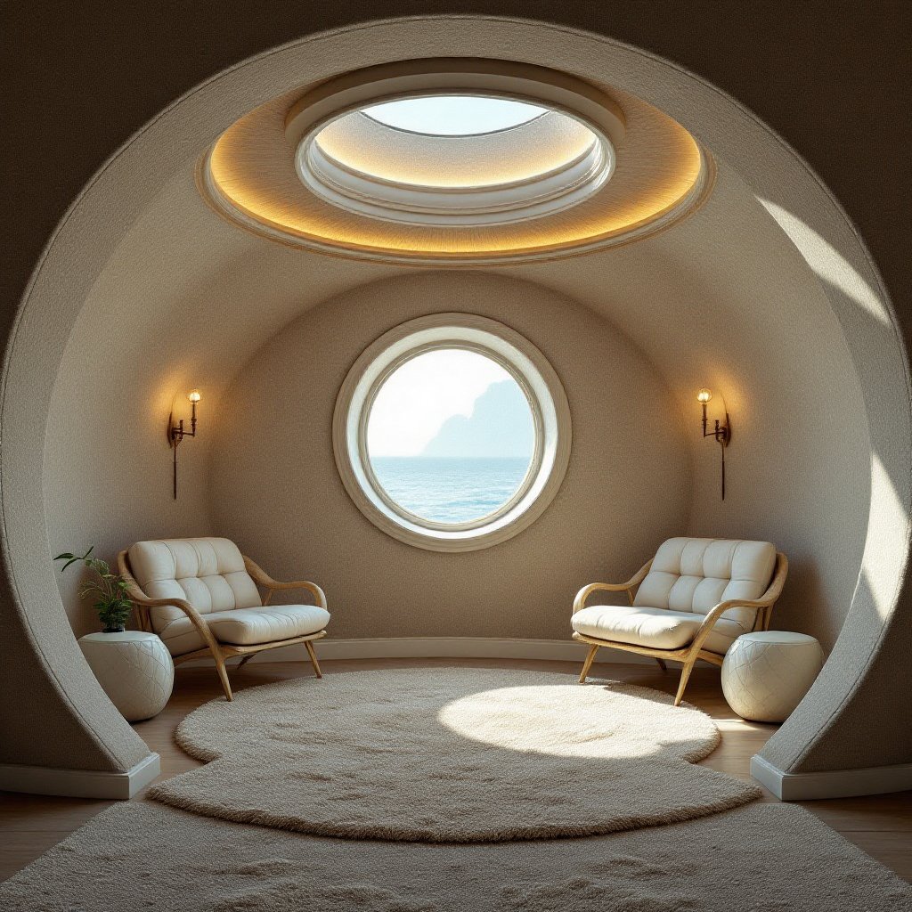 A completely spherical room | image created by zenlaman | Tensor.Art