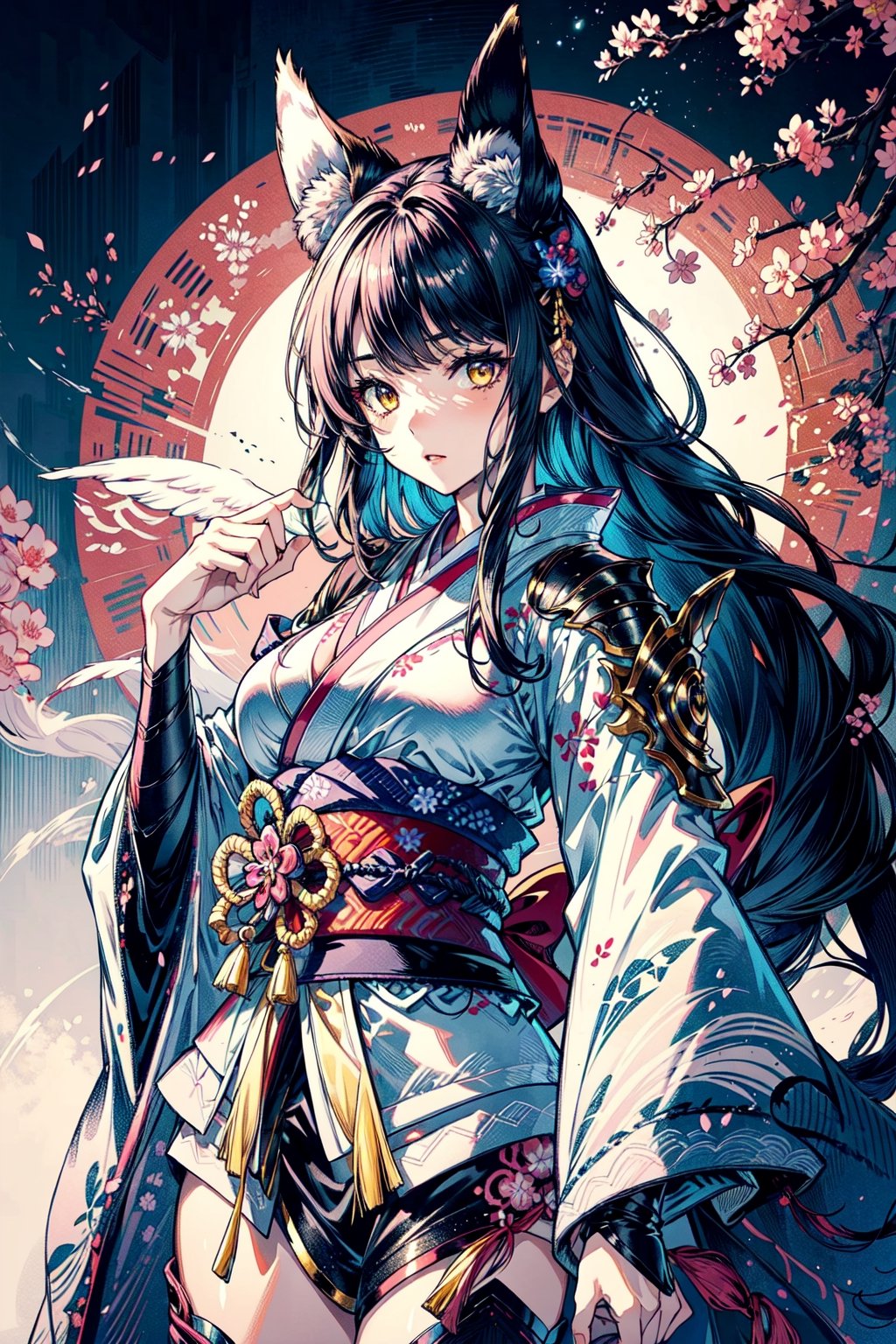 black hair, kitsune , long ha | image created by user ...