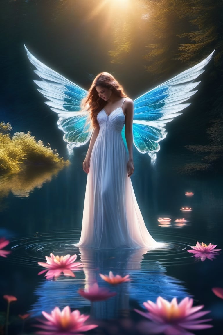 ,angel, glowing dress,standing | image created by sanjol | Tensor.Art