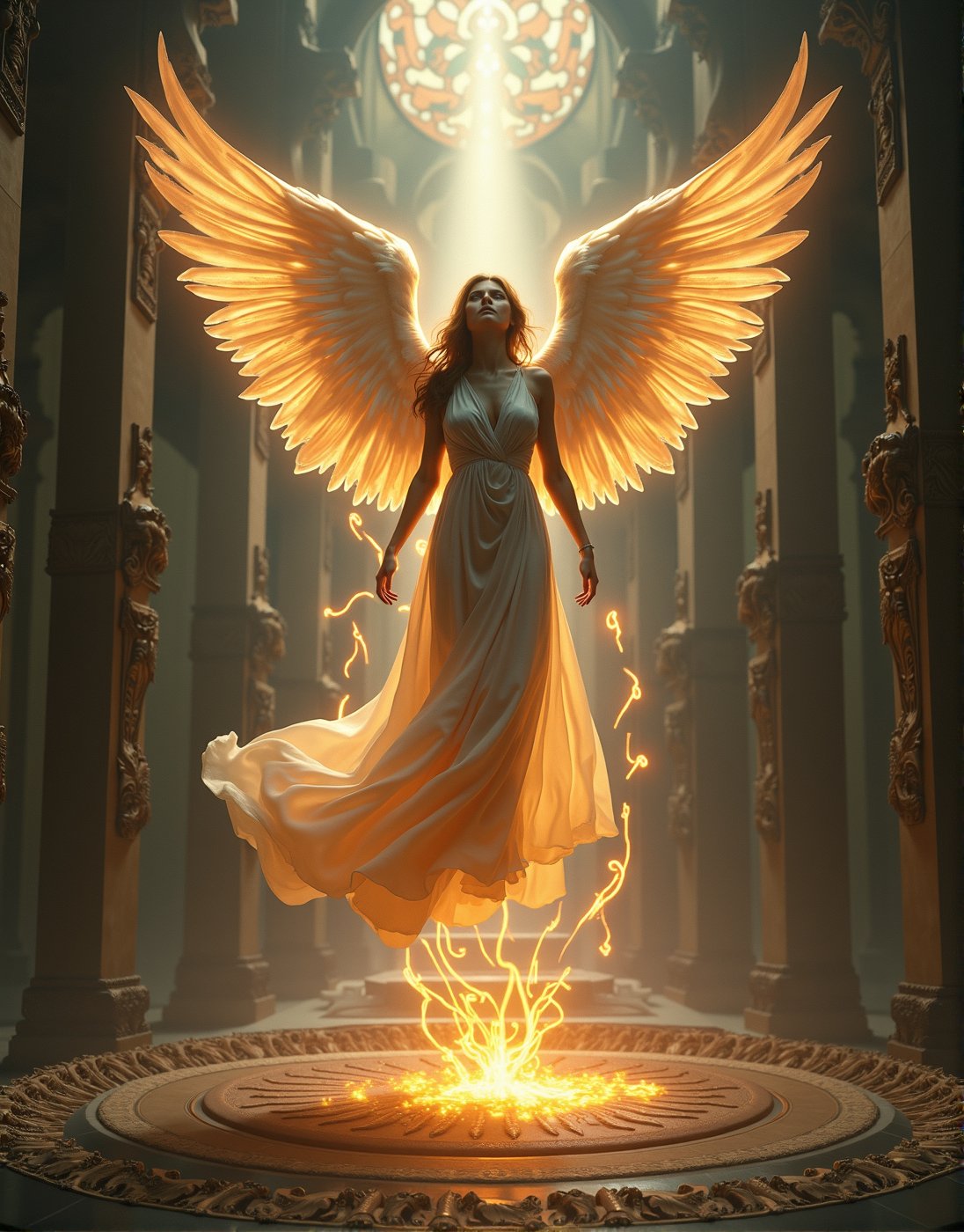 woman with angel wings floatin | image created by 🅼🅰🅳🅲🅰🆃 | Tensor.Art