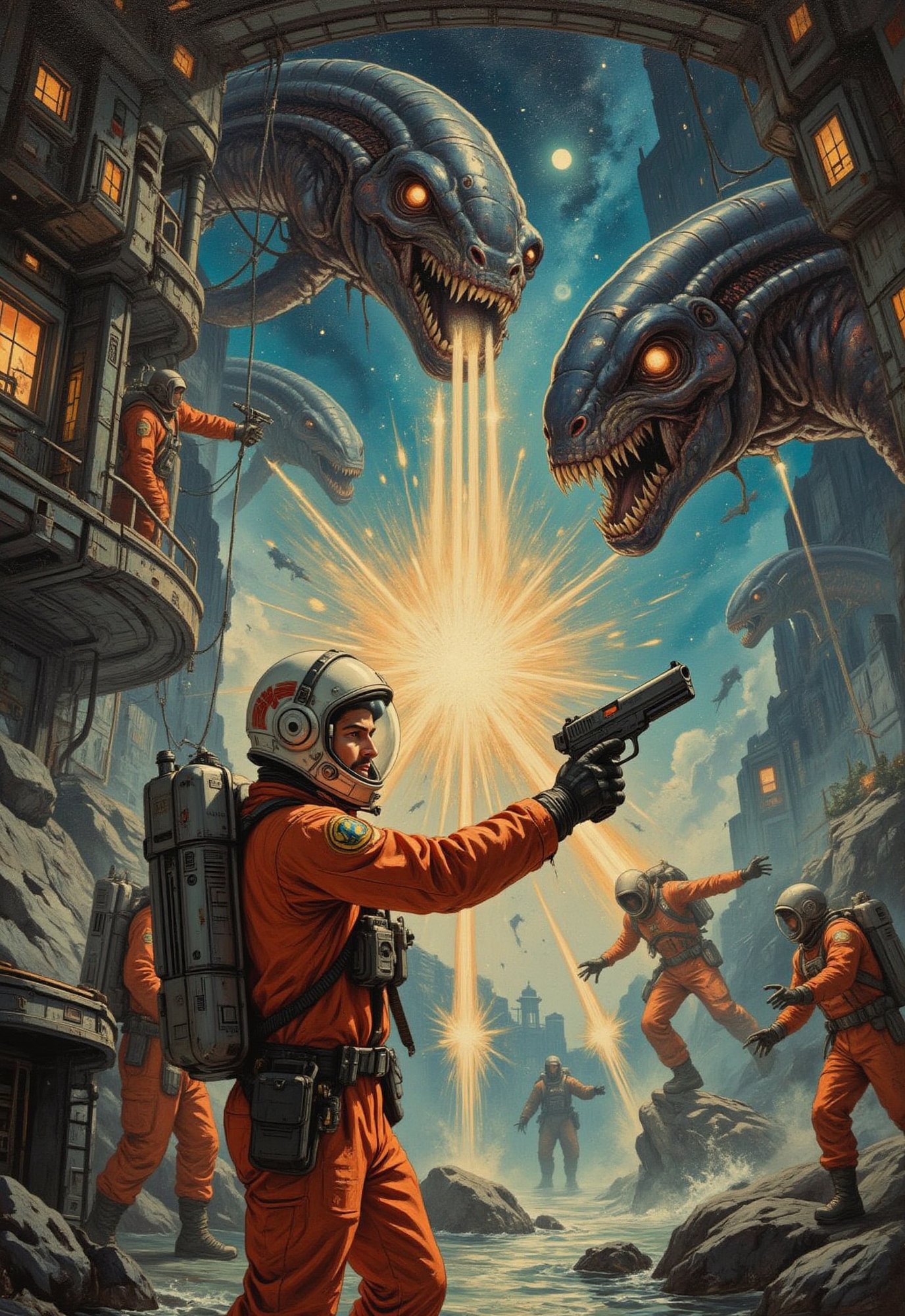 304-5 (Spaceman VS Alien) | image created by Draqulore | Tensor.Art