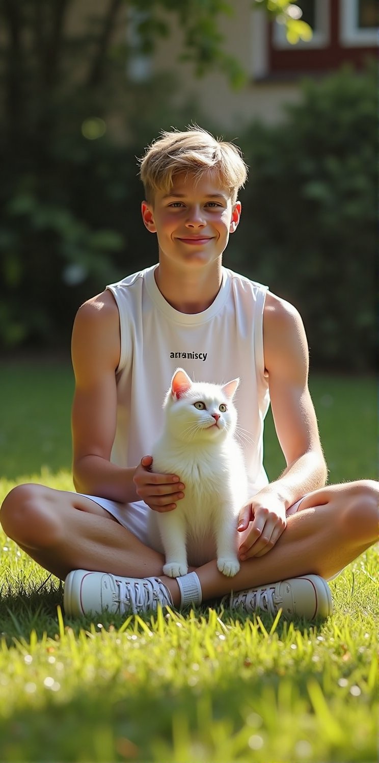 Chico con su gato | image created by aramismcy | Tensor.Art