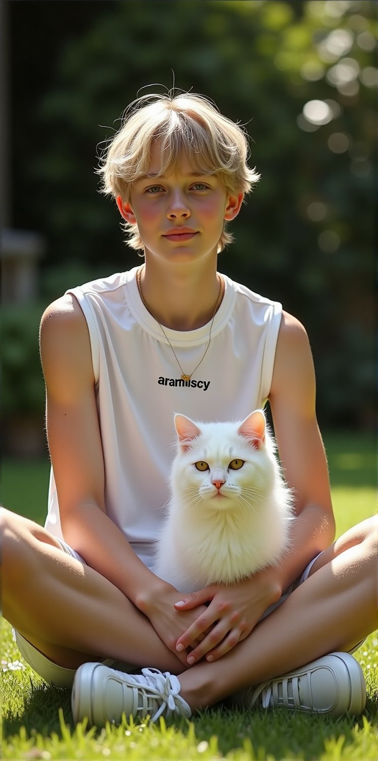 Chico con su gato | image created by aramismcy | Tensor.Art