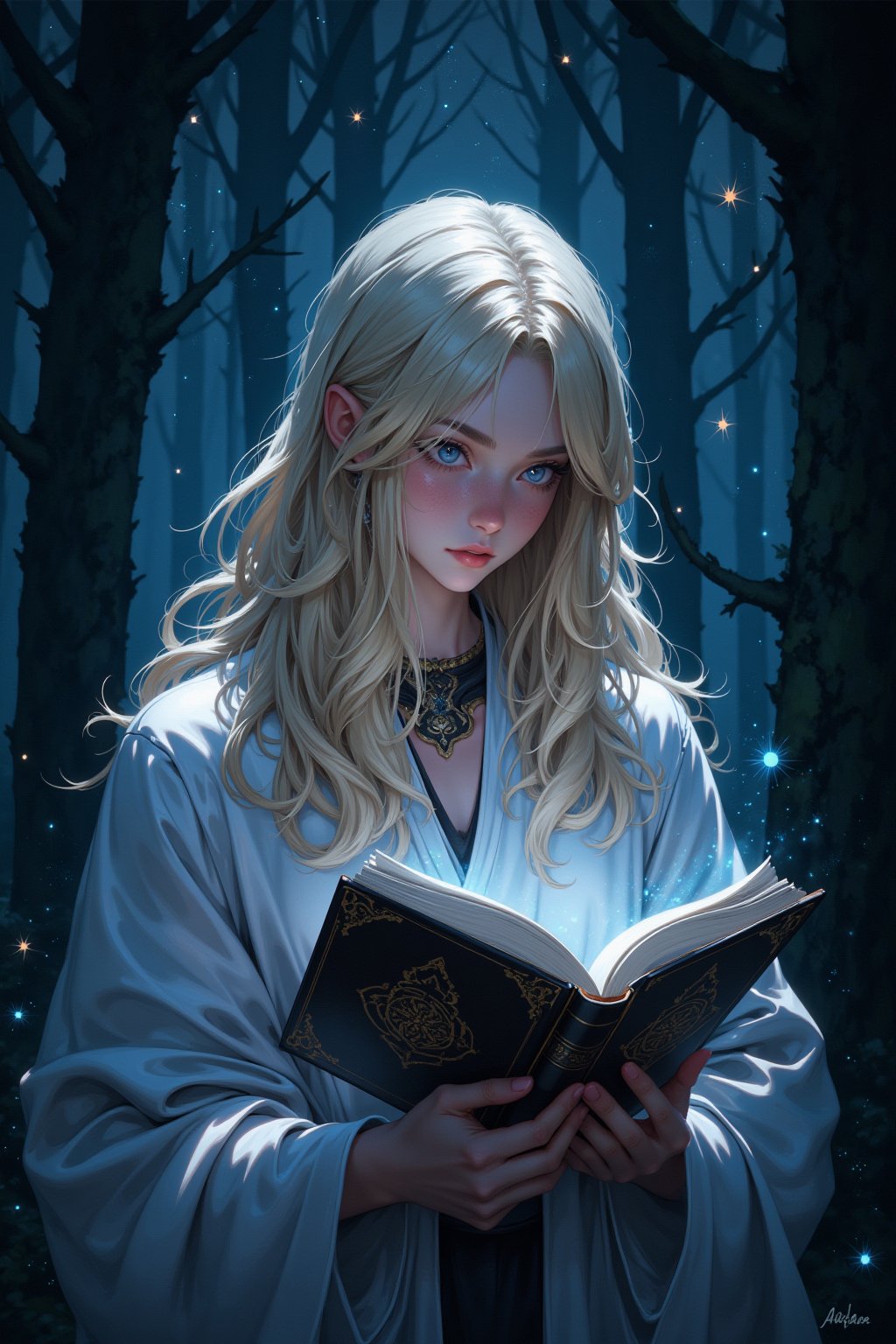 A beautiful witch wearing whit | image created by shu_mohe44 | Tensor.Art