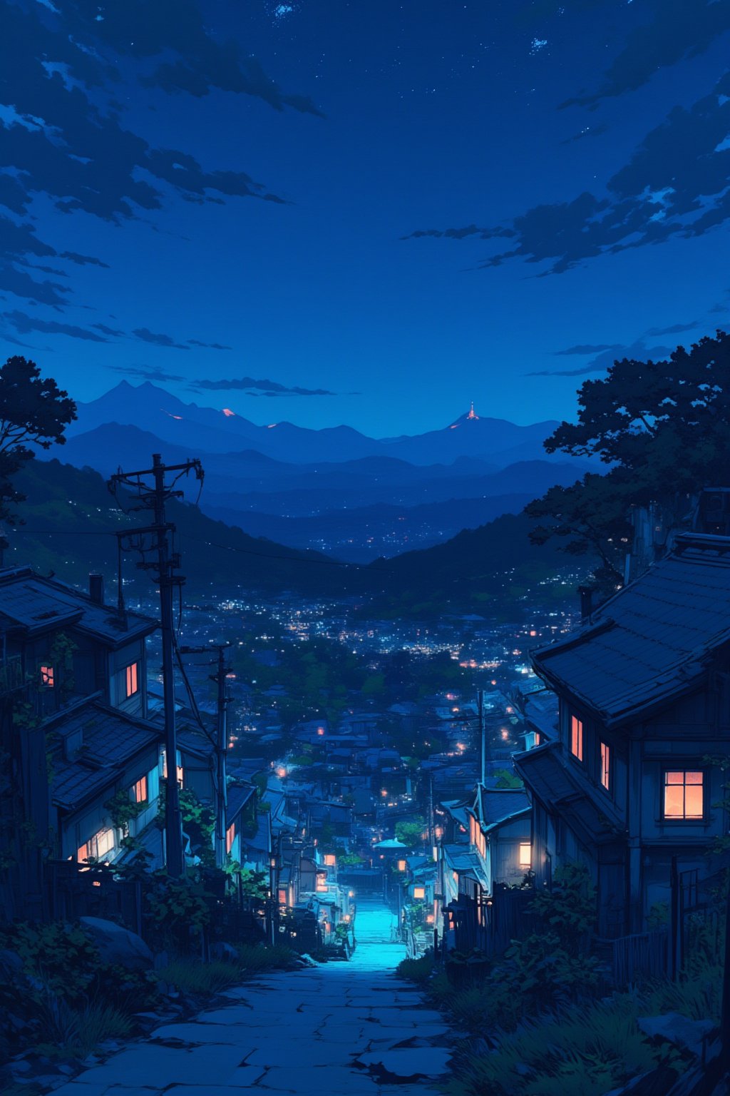 village, night, landscape phot | image created by shu_mohe44 | Tensor.Art