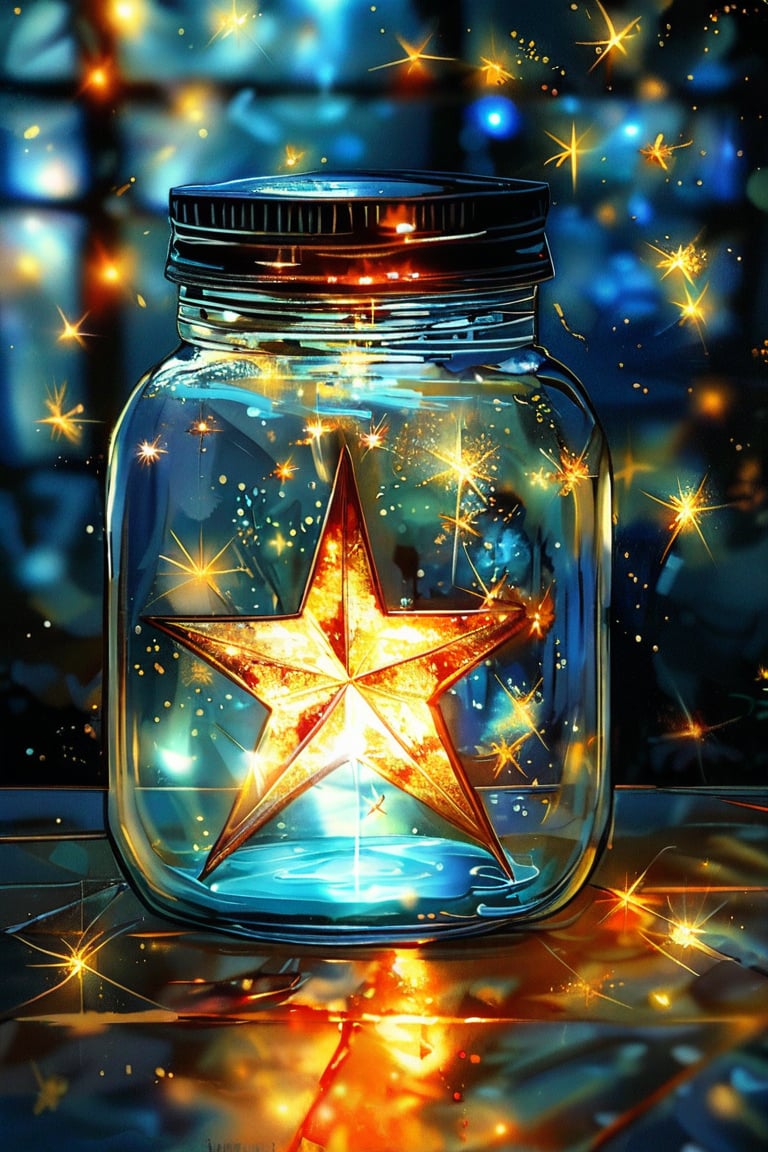 Little glass jar full of stars | image created by TracQuoc | Tensor.Art