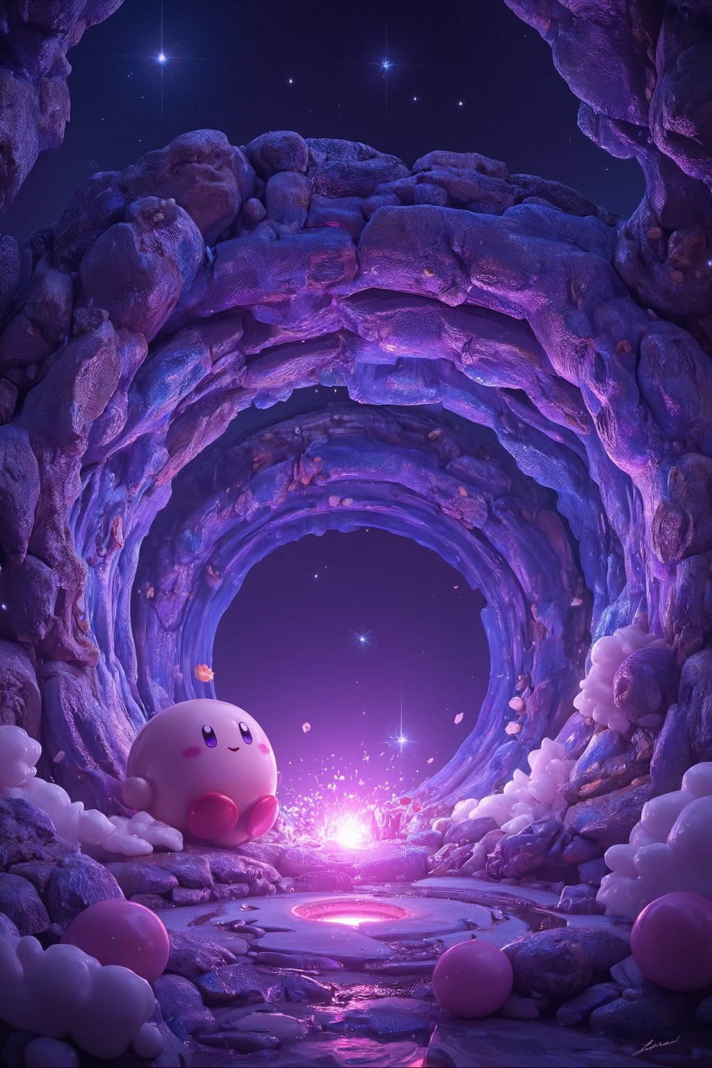 Black Hole and Kirby V2 | image created by NeoSpright | Tensor.Art