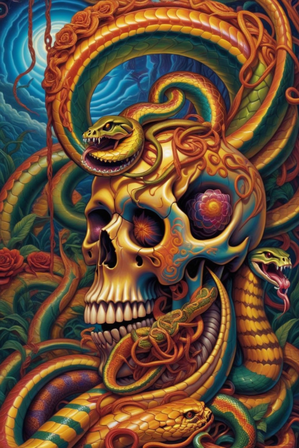 painting of a skull with a sna | image created by RAYSHARK1 | Tensor.Art