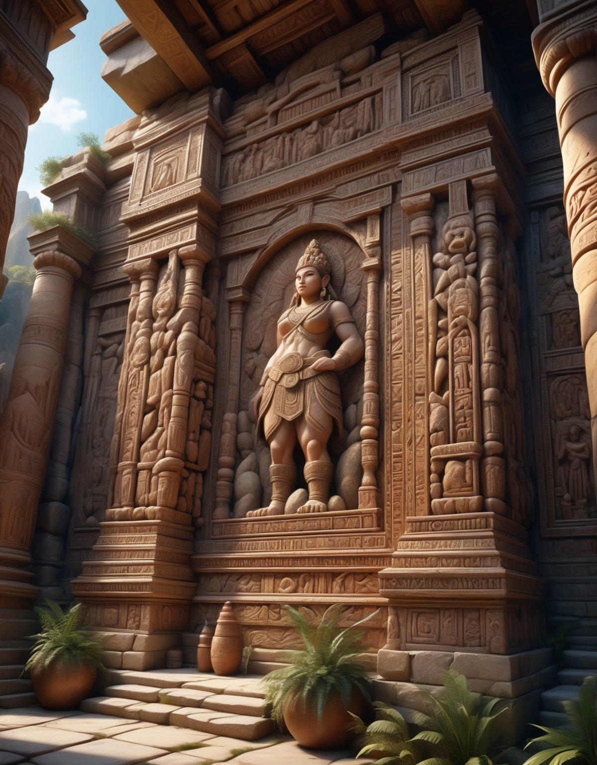 a colossal boulder carved into | image created by RAYSHARK1 | Tensor.Art