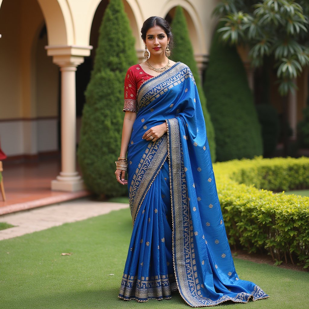 women wearing silky saree | image created by user_raju | Tensor.Art