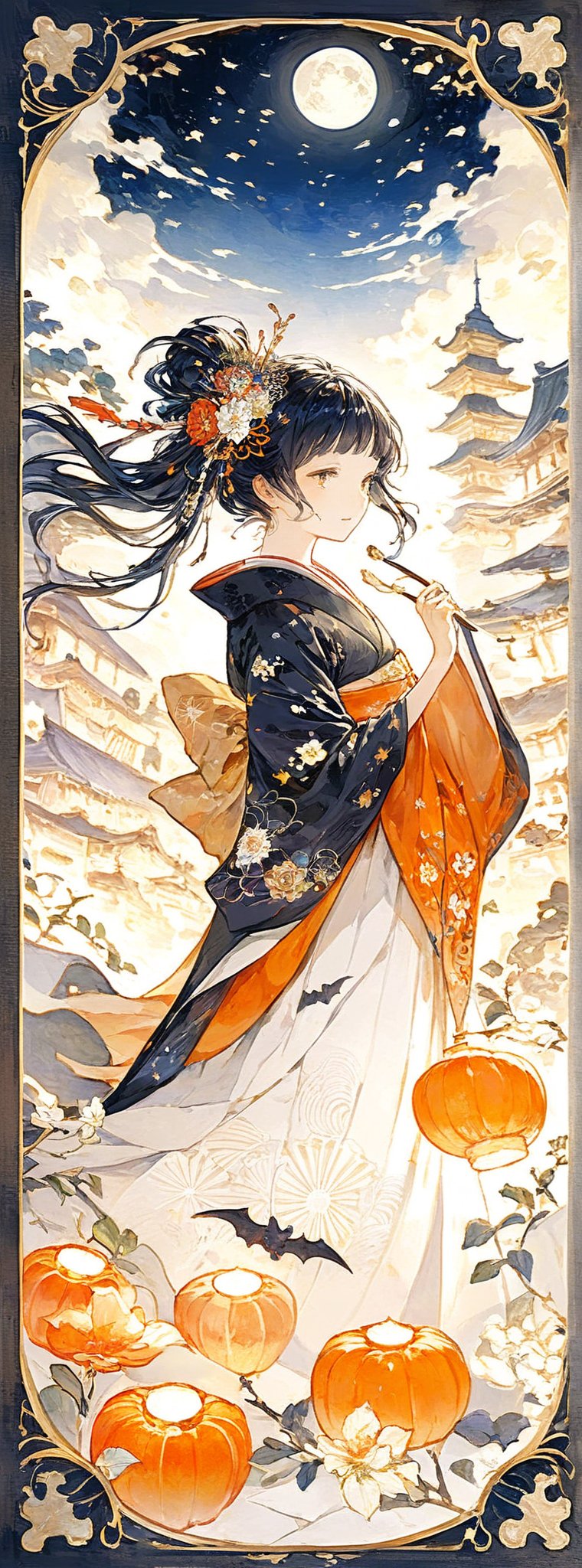 Edo Elegance: Harvest Lanterns | image created by 京野菜（kyo8sai） | Tensor.Art