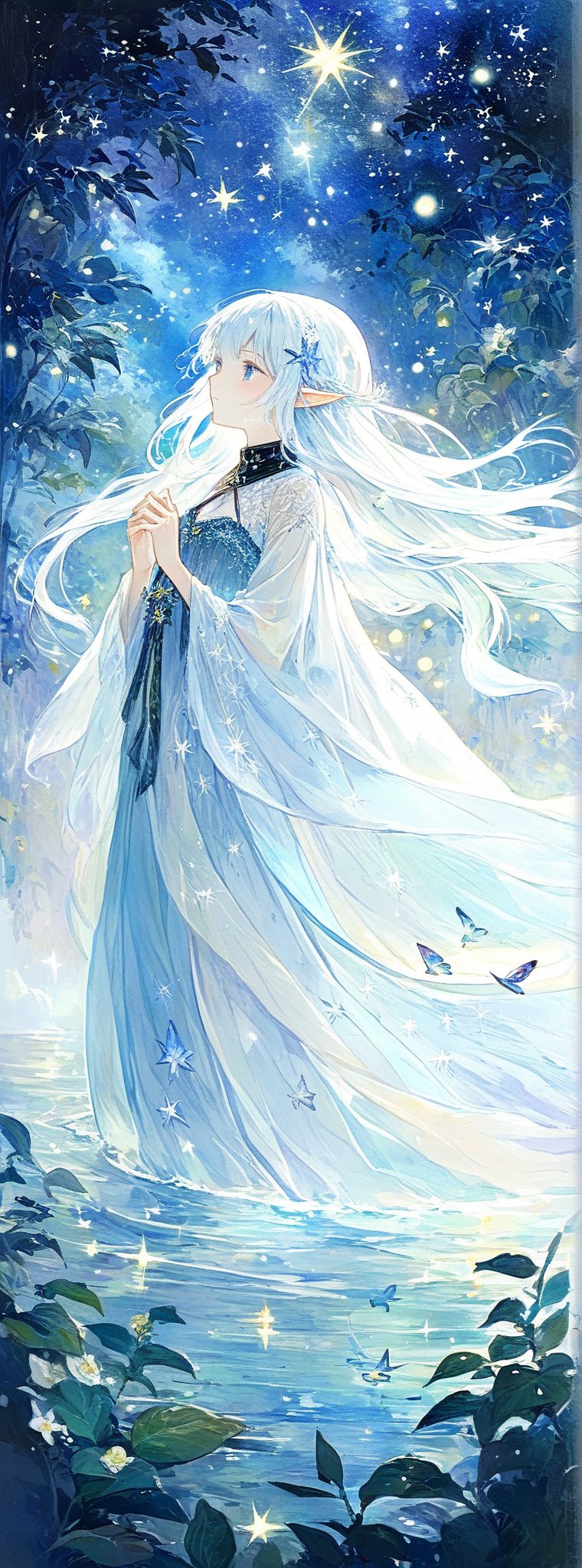 Starry Whispers: Ethereal Eleg | image created by 京野菜（kyo8sai） | Tensor.Art