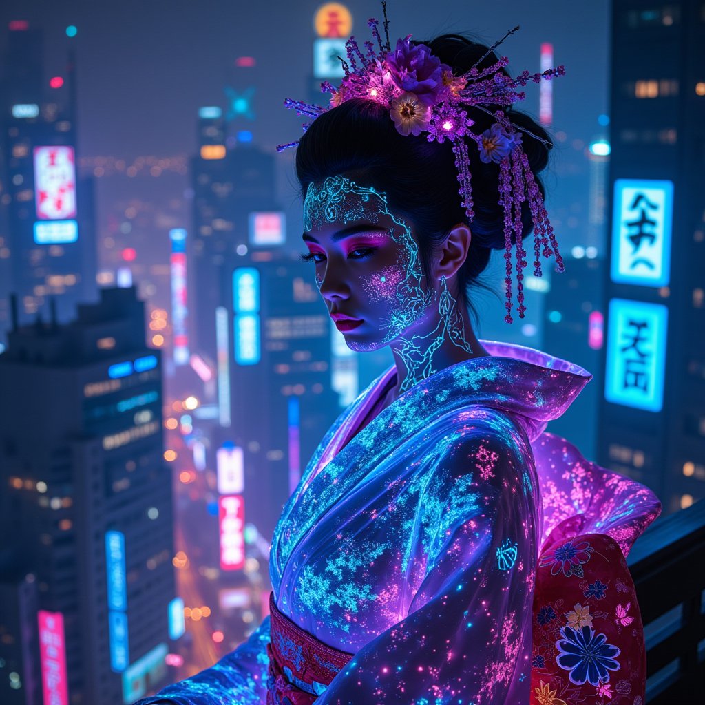 Vibrant night view of a cyberp | image created by maehara | Tensor.Art
