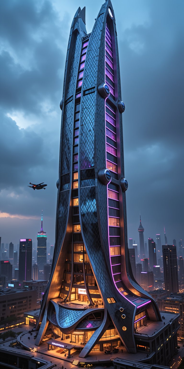 "A futuristic, towering skysc | image created by maehara | Tensor.Art