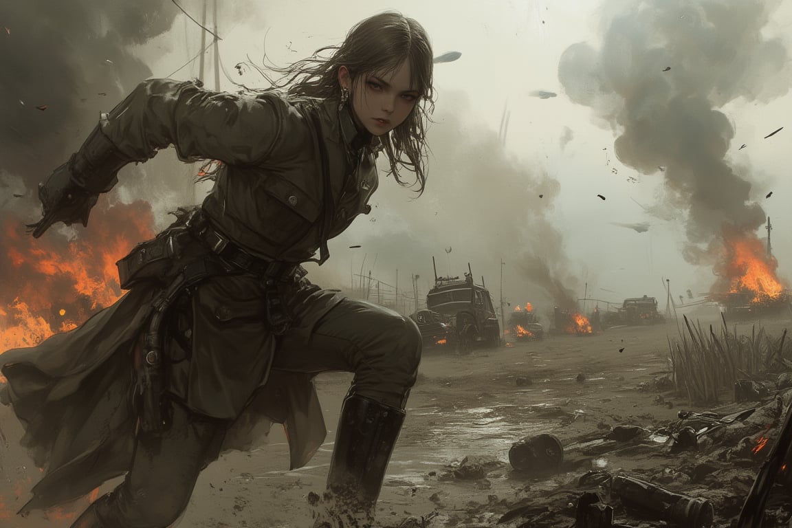 World War I battlefield, bruta | image created by maehara | Tensor.Art