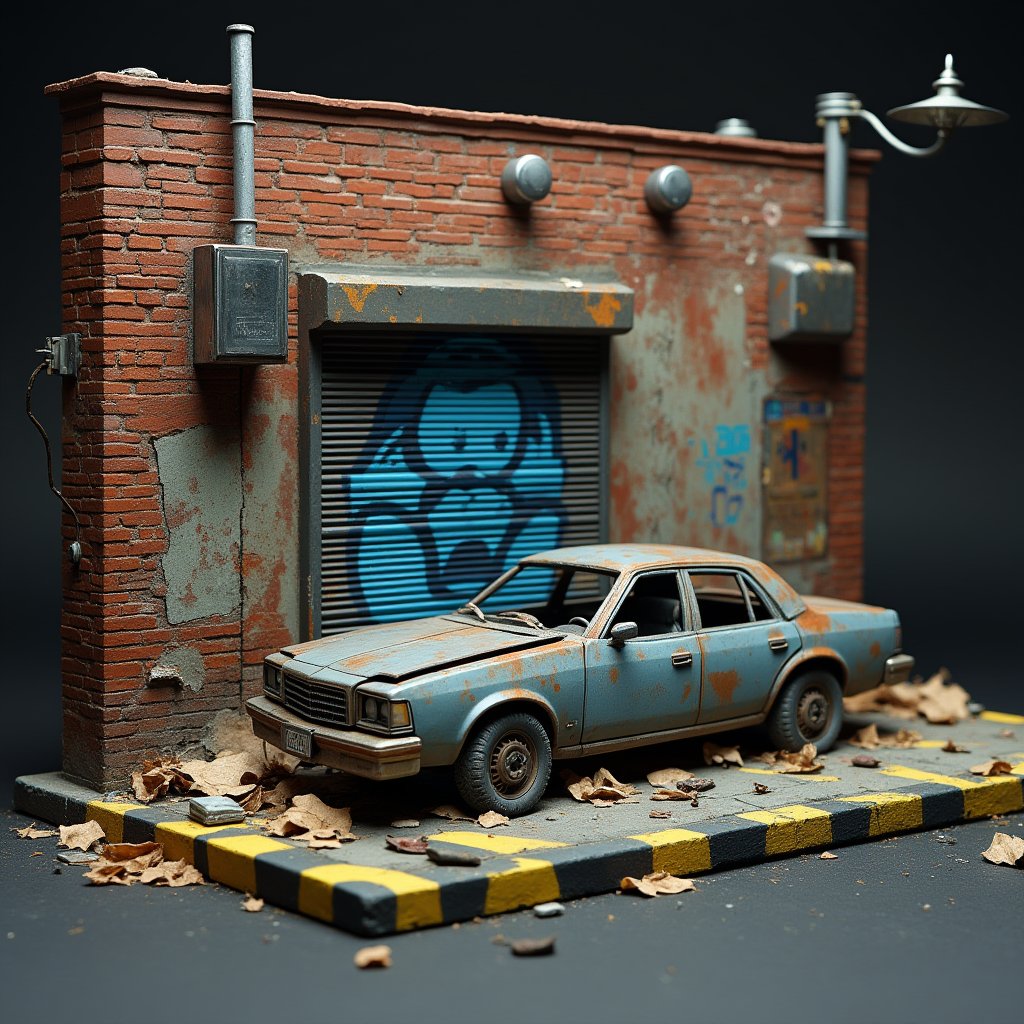 Urban diorama in display box | image created by maehara | Tensor.Art